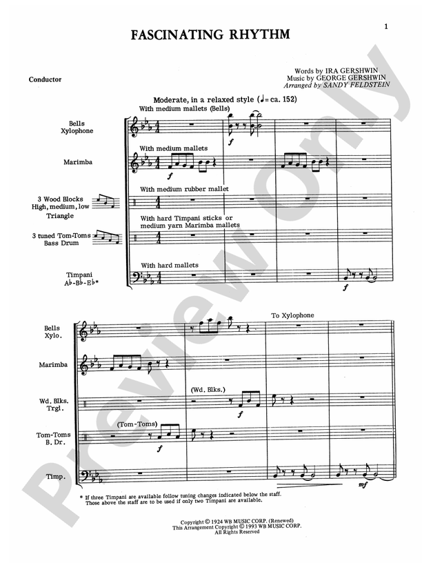 Fascinating Rhythm: Percussion Ensemble Book: George Gershwin - Digital ...