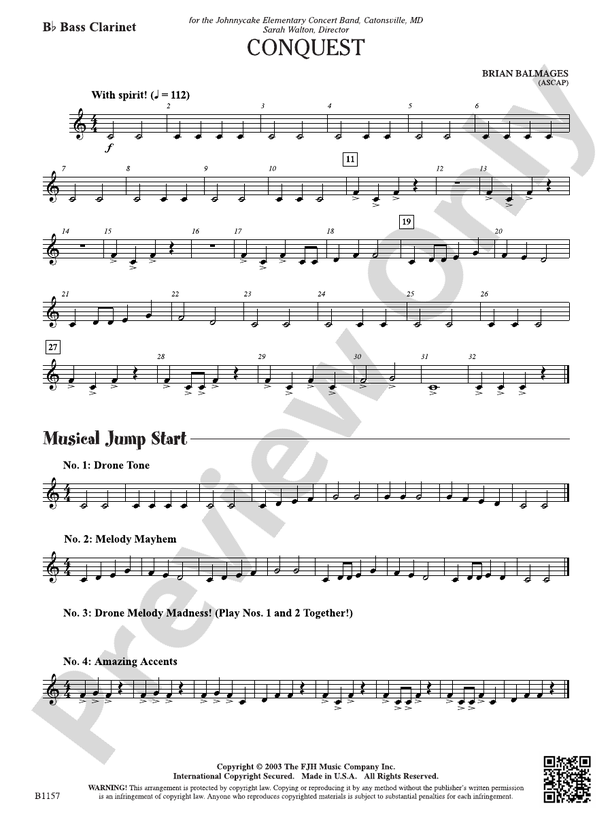 Conquest: B-flat Bass Clarinet: B-flat Bass Clarinet Part: Brian Balmages - Digital Sheet Music ...