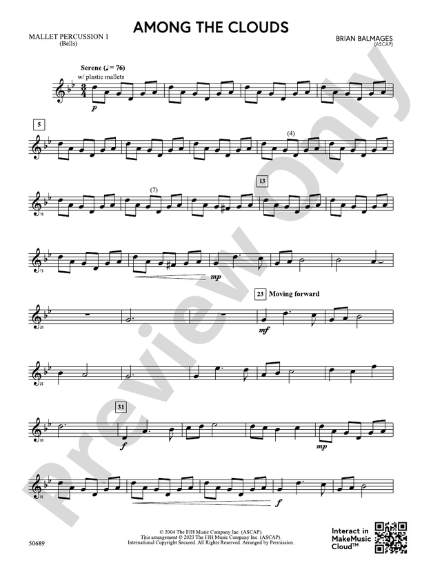 Among the Clouds: Mallets: Mallets Part - Digital Sheet Music Download