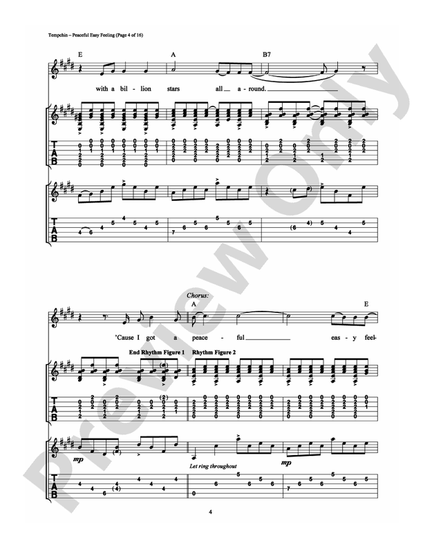 Peaceful Easy Feeling: Guitar TAB: Eagles - Digital Sheet Music Download