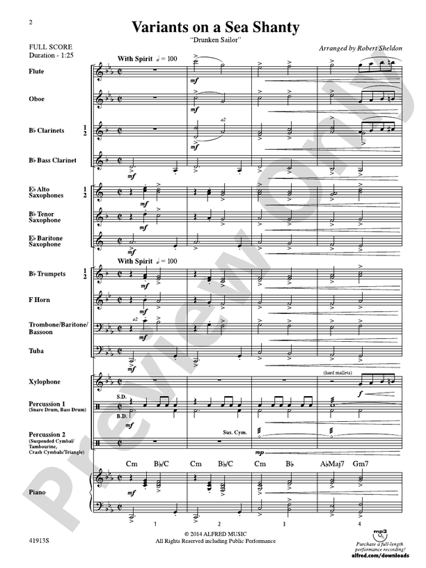 Variants on a Sea Shanty: Score: Concert Band Score - Digital Sheet Music Download