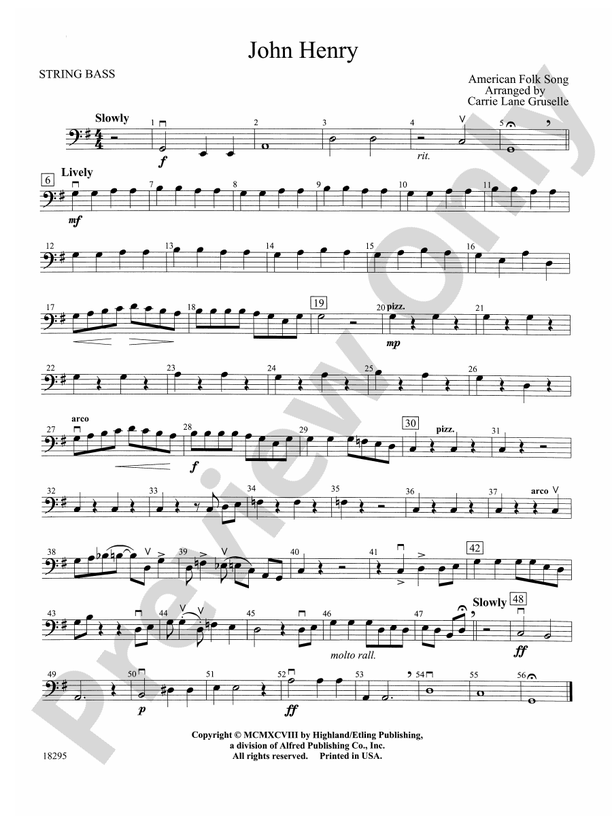 John Henry: String Bass: String Bass Part - Digital Sheet Music Download
