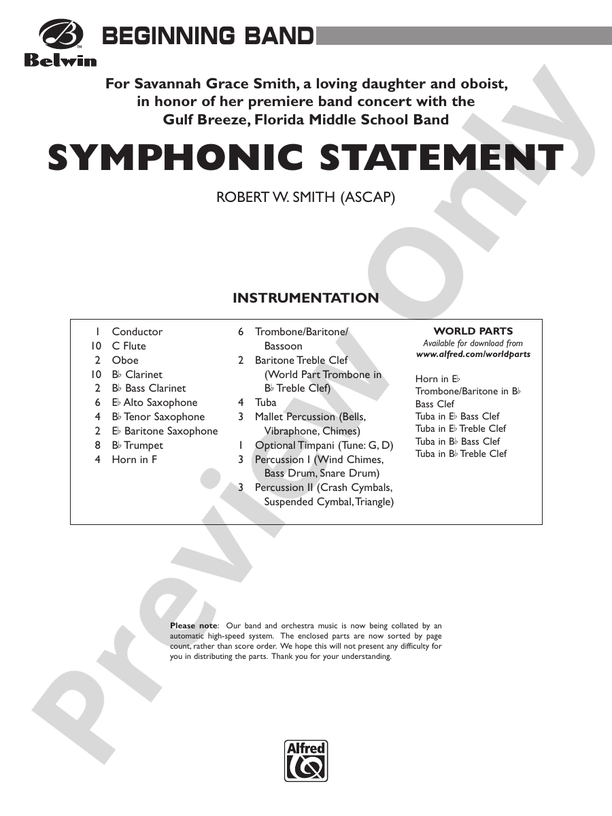 Symphonic Statement: Score: Concert Band Score - Digital Sheet Music ...