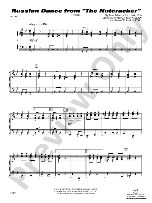 Russian Dance from The Nutcracker: Piano Accompaniment: Piano ...