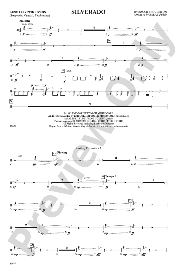 Silverado: Auxiliary Percussion: Auxiliary Percussion Part - Digital ...