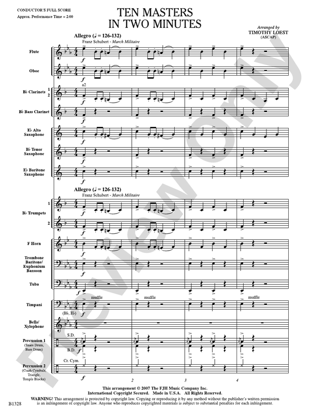 Ten Masters in Two Minutes: Score: Concert Band Score: Timothy Loest ...