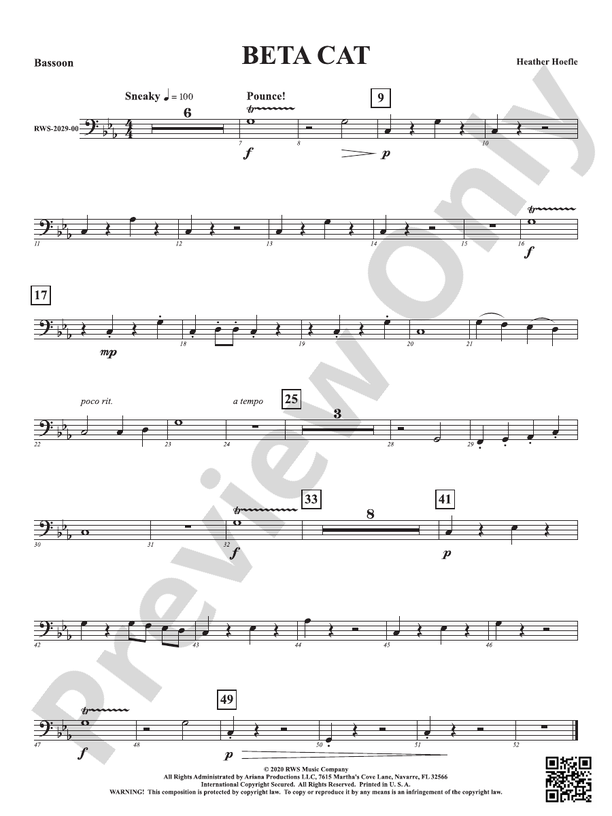 Beta Cat: Bassoon: Bassoon Part: Heather Hoefle - Digital Sheet Music ...