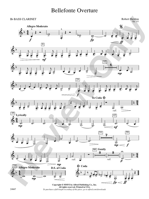 Bellefonte Overture: B-flat Bass Clarinet: B-flat Bass Clarinet Part ...