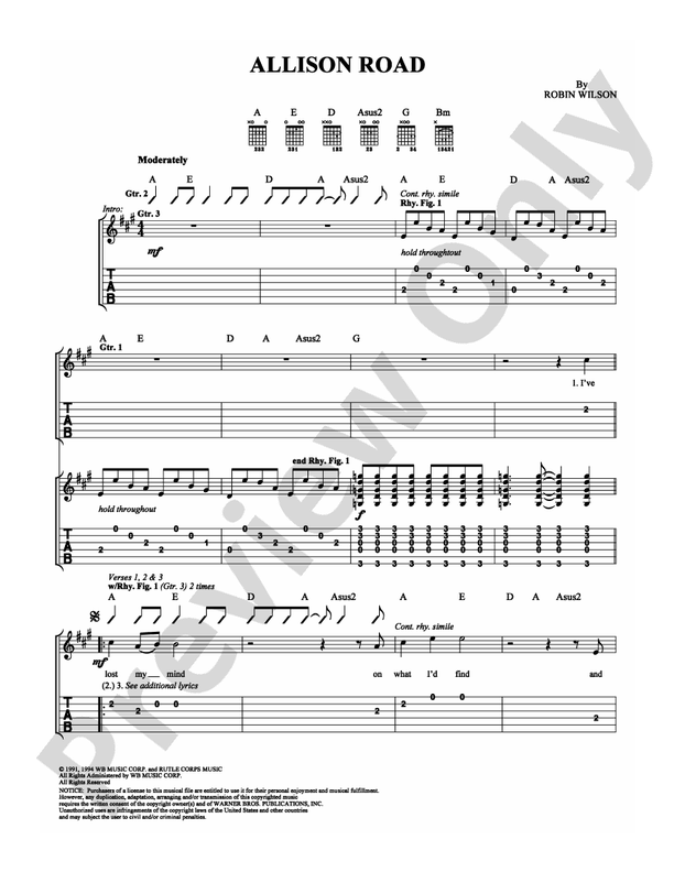 Allison Road: Easy Guitar: Gin Blossoms - Digital Sheet Music Download
