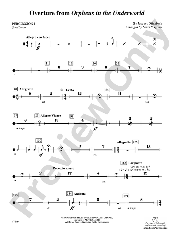 Overture from Orpheus in the Underworld: 1st Percussion: 1st Percussion ...