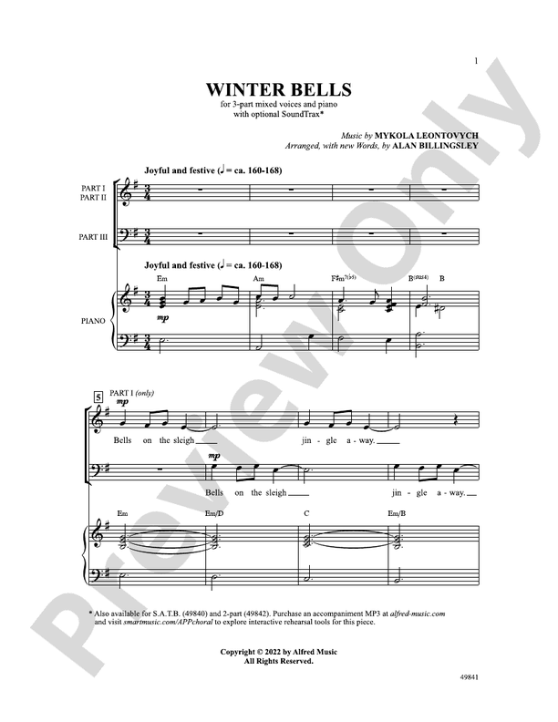 Winter Bells: : Mykola Leontovych - Digital Sheet Music Download