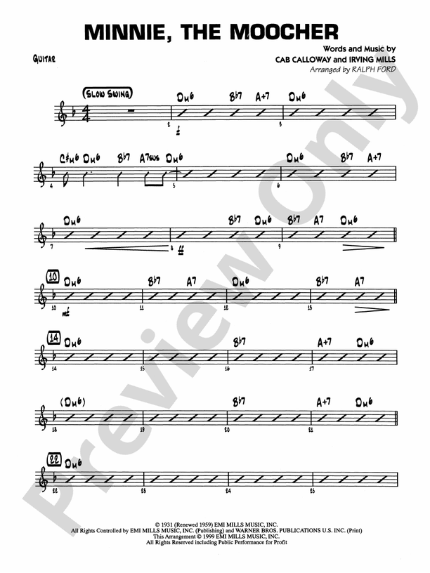 Minnie the Moocher: Guitar: Guitar Part - Digital Sheet Music Download