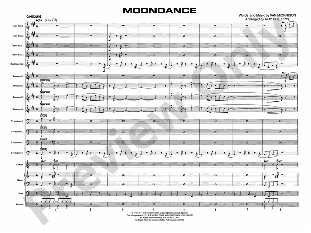 Moondance: Score: Jazz Ensemble Score - Digital Sheet Music Download