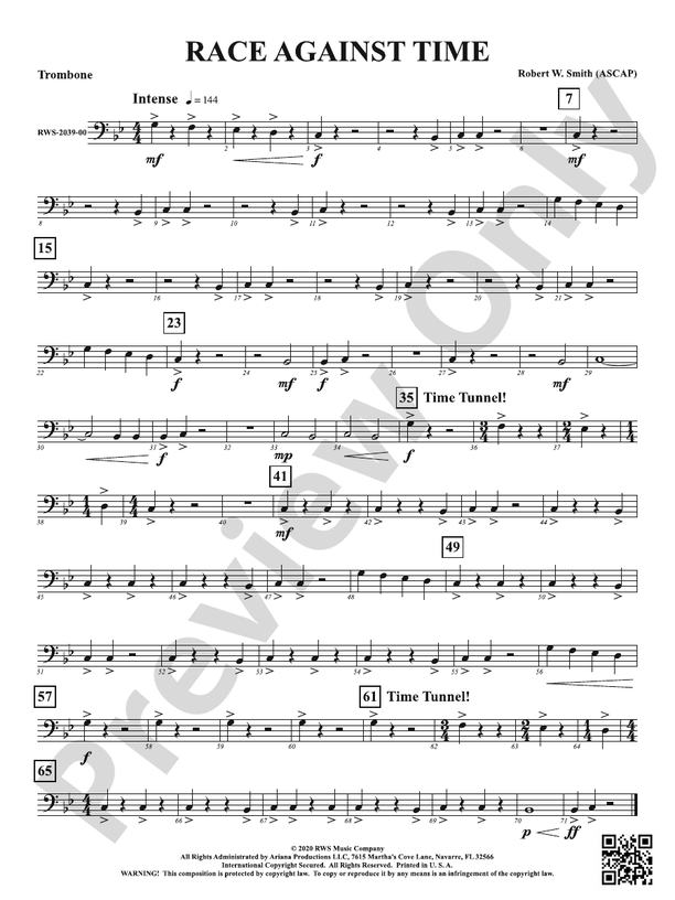 Race Against Time: 1st Trombone: 1st Trombone Part: Robert W. Smith ...