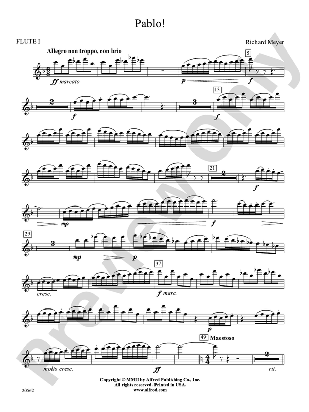 Pablo!: Flute: Flute Part - Digital Sheet Music Download