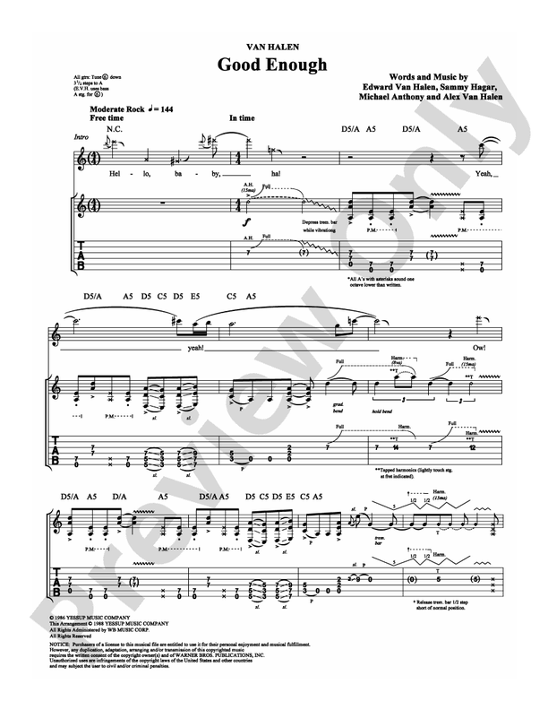 Good Enough: Guitar TAB: Van Halen - Digital Sheet Music Download