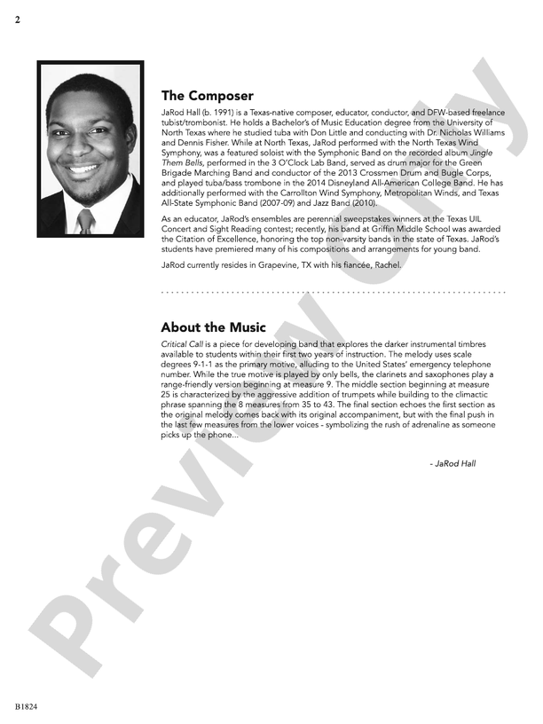 Critical Call: Score: Concert Band Score: JaRod Hall - Digital Sheet ...