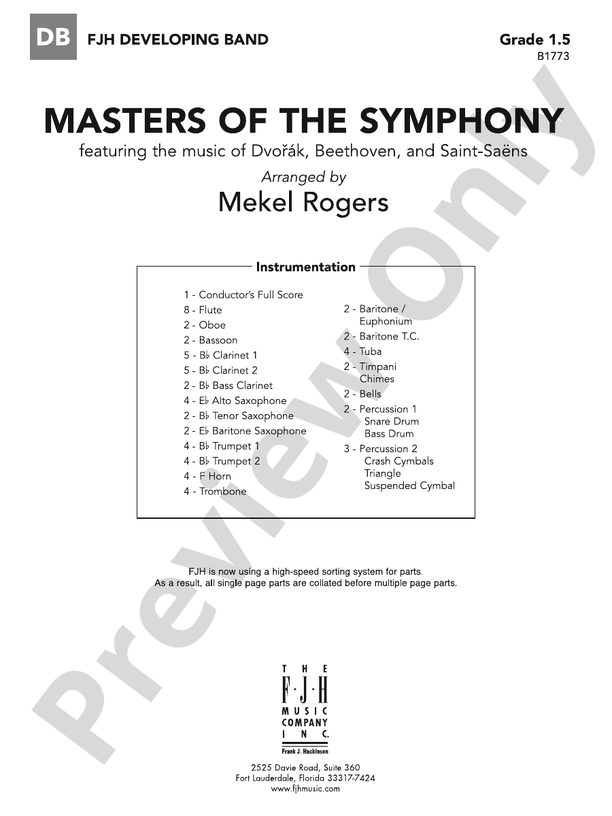 Masters of the Symphony: Concert Band Conductor Score & Parts - Digital ...