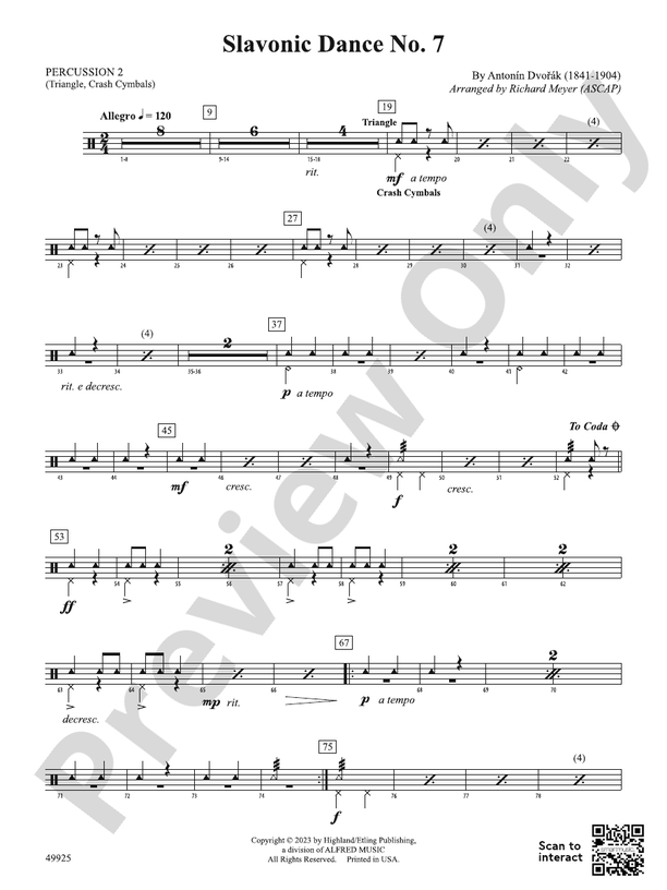Slavonic Dance No. 7: 2nd Percussion: 2nd Percussion Part - Digital ...
