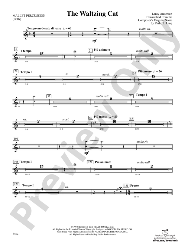 The Waltzing Cat: Mallets: Mallets Part - Digital Sheet Music Download