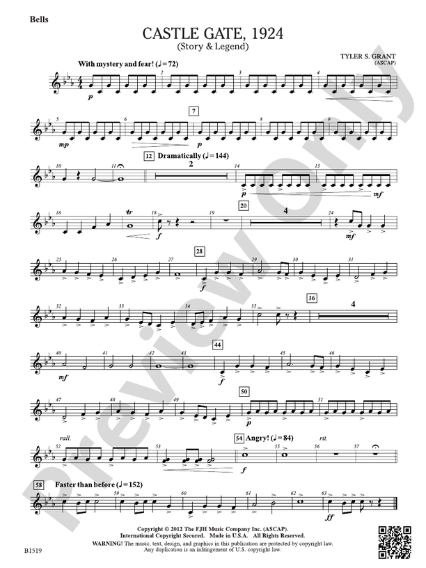 Castle Gate, 1924: Bells: Bells Part: Tyler S. Grant - Digital Sheet ...