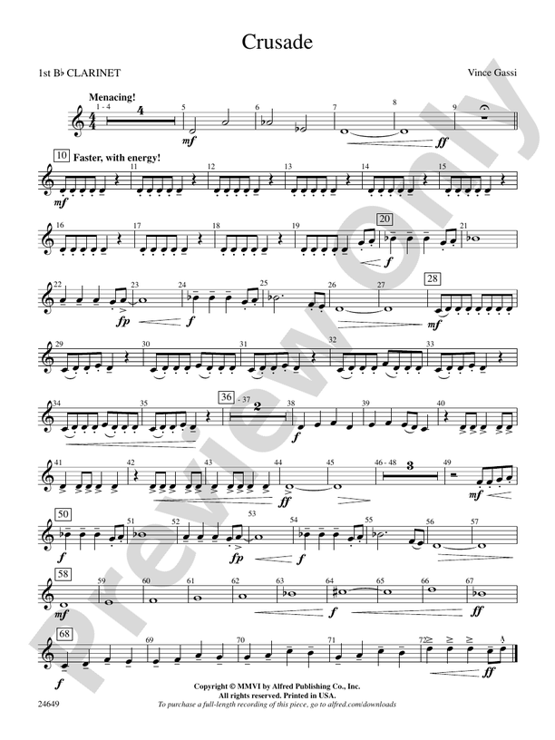 Crusade: 1st B-flat Clarinet: 1st B-flat Clarinet Part - Digital Sheet Music Download