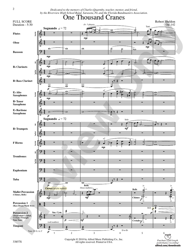 One Thousand Cranes: Score: Concert Band Score - Digital Sheet Music Download