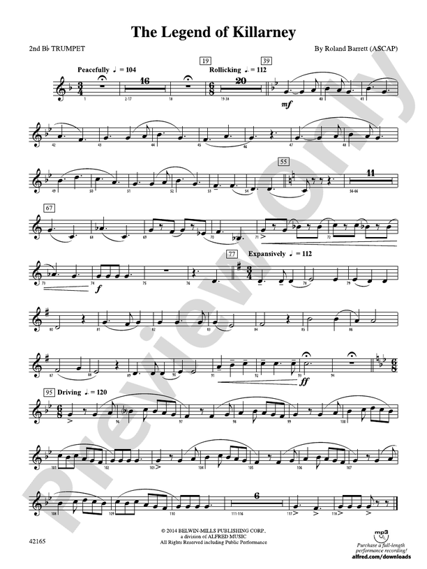 The Legend of Killarney: 2nd B-flat Trumpet: 2nd B-flat Trumpet Part ...