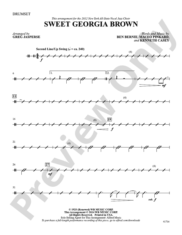 Sweet Georgia Brown: Drumset: Drumset Part - Digital Sheet Music Download