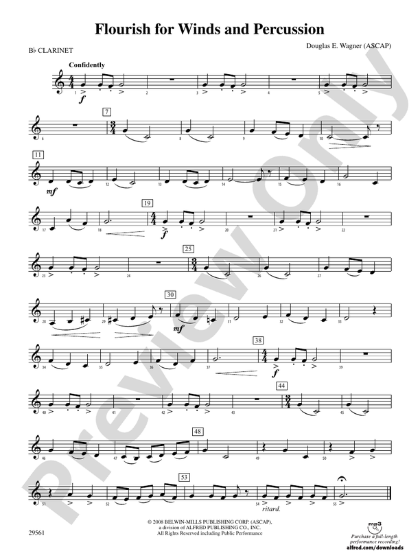 Flourish for Winds and Percussion: 1st B-flat Clarinet: 1st B-flat ...