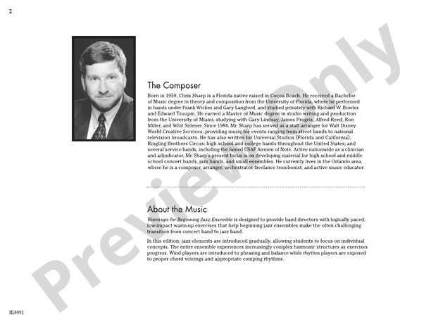 Warm-ups for Beginning Jazz Ensemble: Score: Jazz Ensemble Score: Chris ...