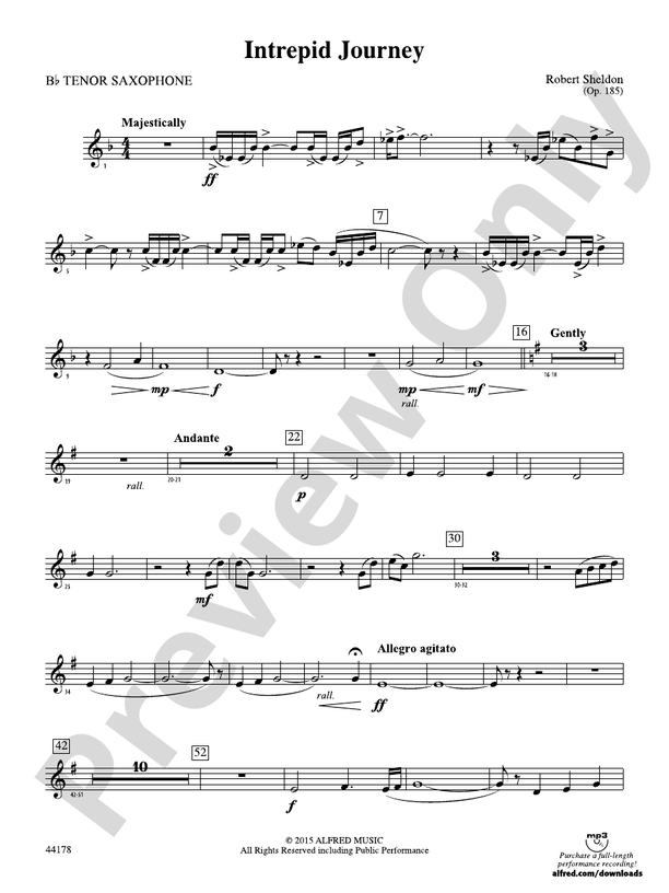 Intrepid Journey: B-flat Tenor Saxophone: B-flat Tenor Saxophone Part - Digital Sheet Music Download