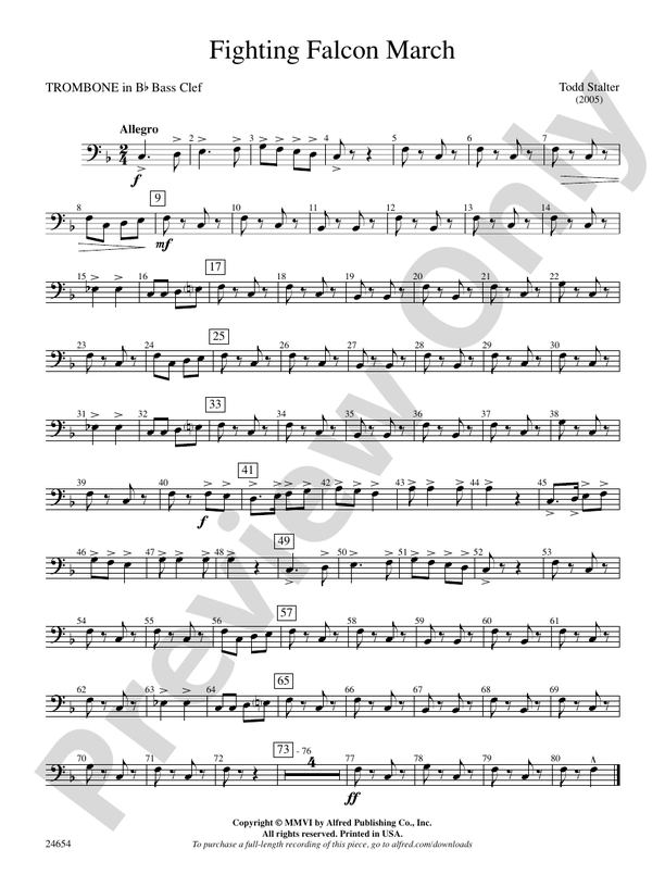 Fighting Falcon March: (wp) 1st B-flat Trombone B.C.: (wp) 1st B-flat Trombone B.C. World Part ...