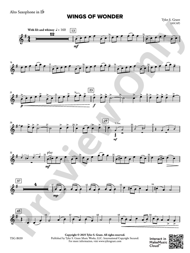 Wings of Wonder: Alto Saxophone in E-flat: Alto Saxophone in E-flat ...