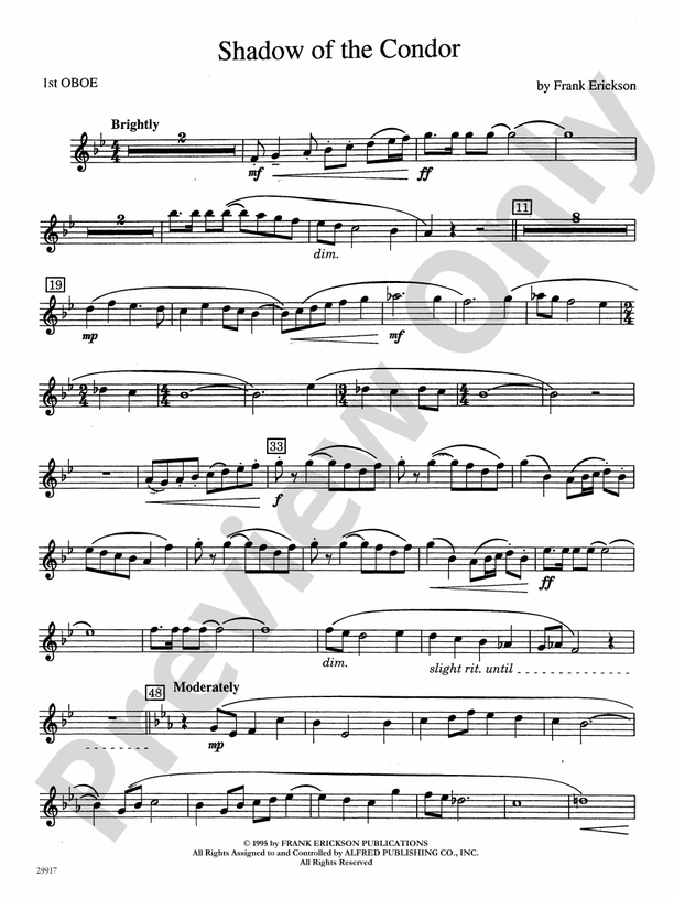 Shadow of the Condor: Oboe: Oboe Part - Digital Sheet Music Download