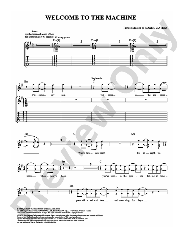 Welcome to the Machine: Guitar TAB: Pink Floyd - Digital Sheet Music ...