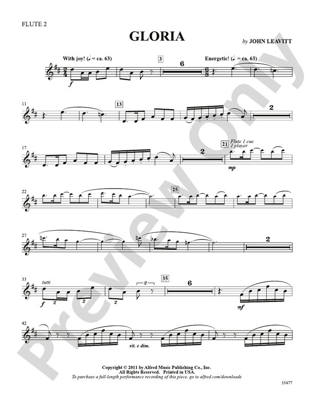 Gloria: 2nd Flute: 2nd Flute Part - Digital Sheet Music Download