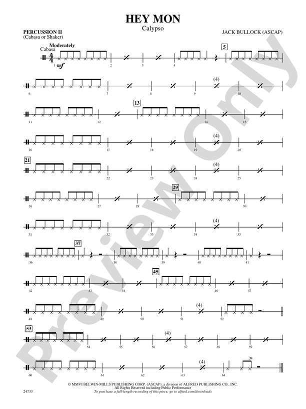 Hey Mon (Calypso): 2nd Percussion: 2nd Percussion Part - Digital Sheet ...