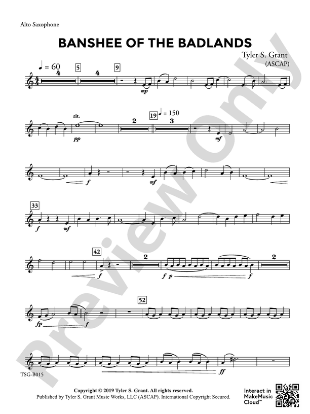Banshee of the Badlands: 1st E-flat Alto Saxophone: 1st E-flat Alto Saxophone Part - Digital ...