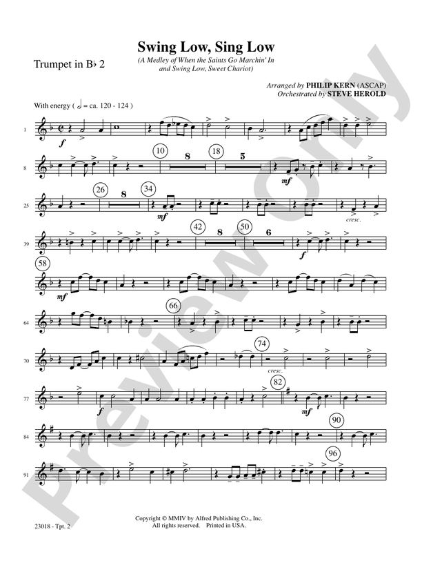 Swing Low, Sing Low: 2nd B-flat Trumpet: 2nd B-flat Trumpet Part ...