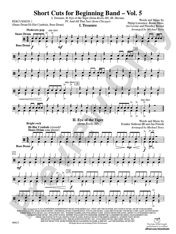 Short Cuts for Beginning Band -- Vol. 5: 1st Percussion: 1st Percussion ...