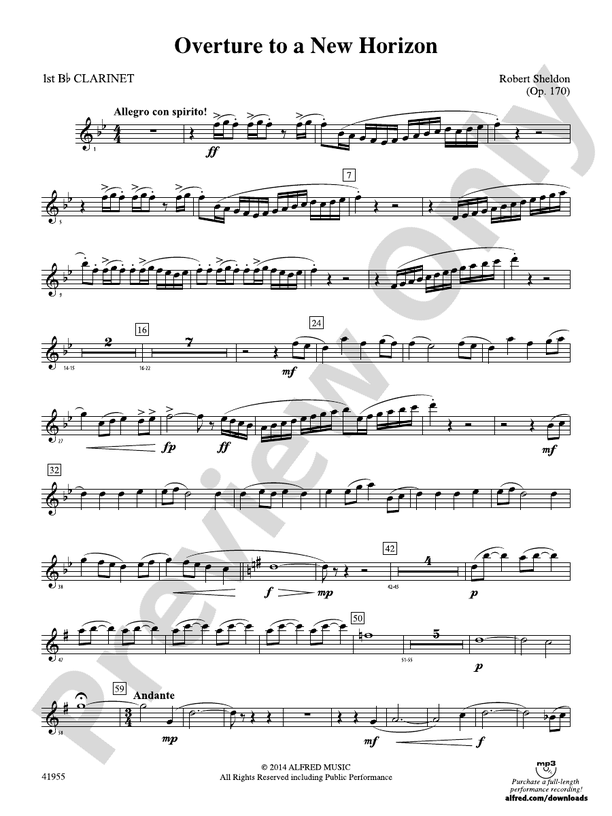 Overture to a New Horizon: 1st B-flat Clarinet: 1st B-flat Clarinet Part - Digital Sheet Music ...