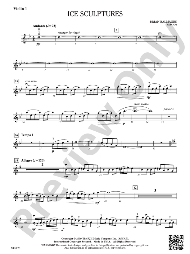 Ice Sculptures: Violin 1: Violin 1 Part: Brian Balmages - Digital Sheet Music Download