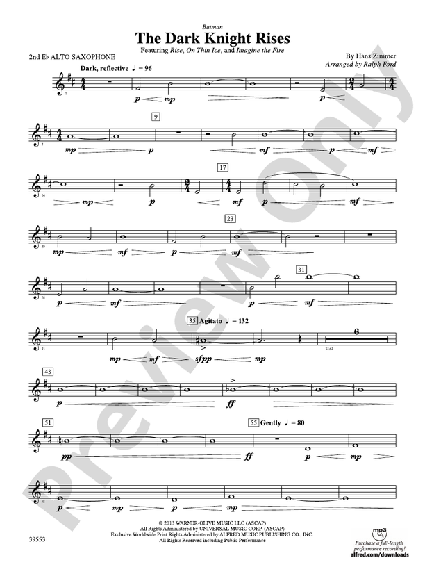 Batman: The Dark Knight Rises: 2nd E-flat Alto Saxophone: 2nd E-flat ...