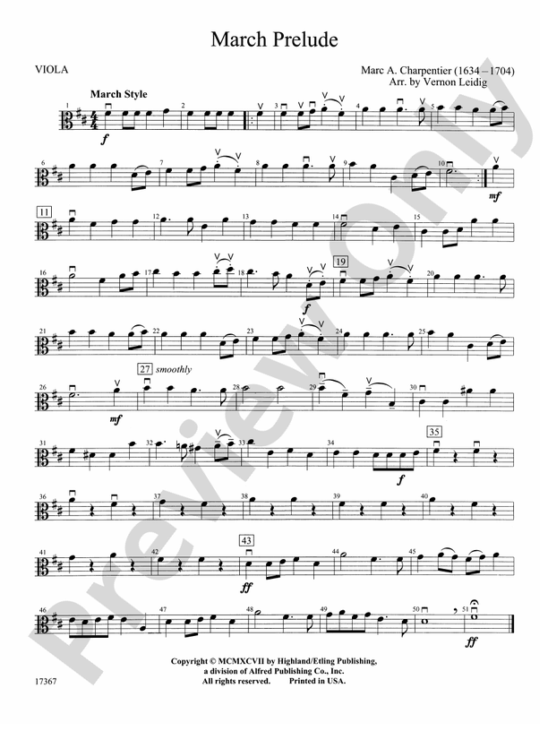March Prelude: Viola: Viola Part - Digital Sheet Music Download