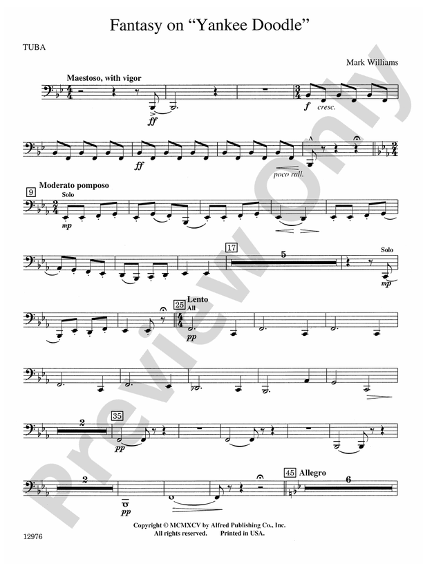 Fantasy on "Yankee Doodle": Tuba: Tuba Part - Digital Sheet Music Download