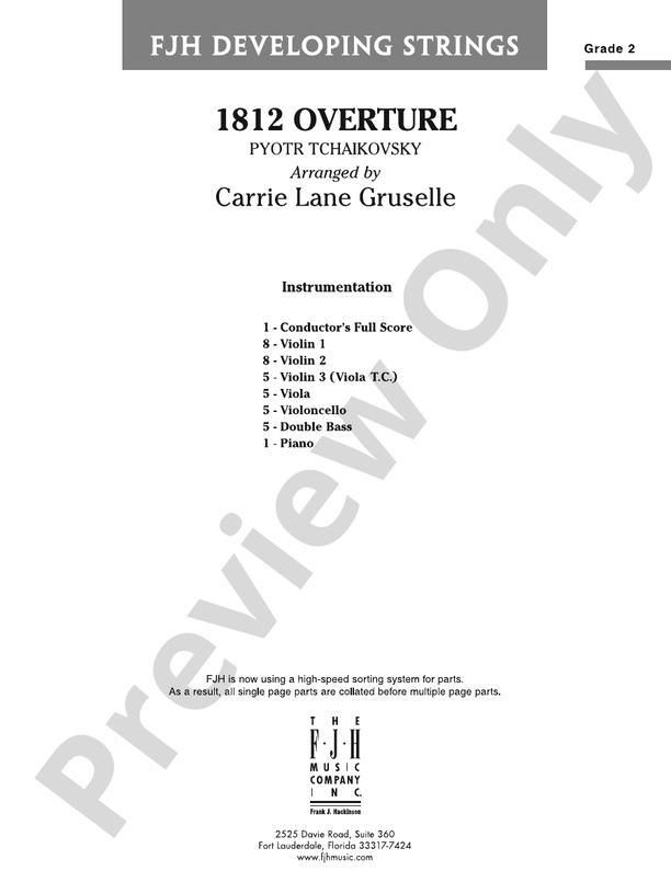 1812 Overture: String Orchestra Conductor Score & Parts: Pyotr ...