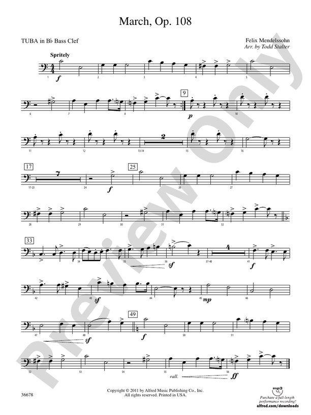 March, Op. 108: (wp) B-flat Tuba B.C.: (wp) B-flat Tuba B.C. World Part - Digital Sheet Music ...