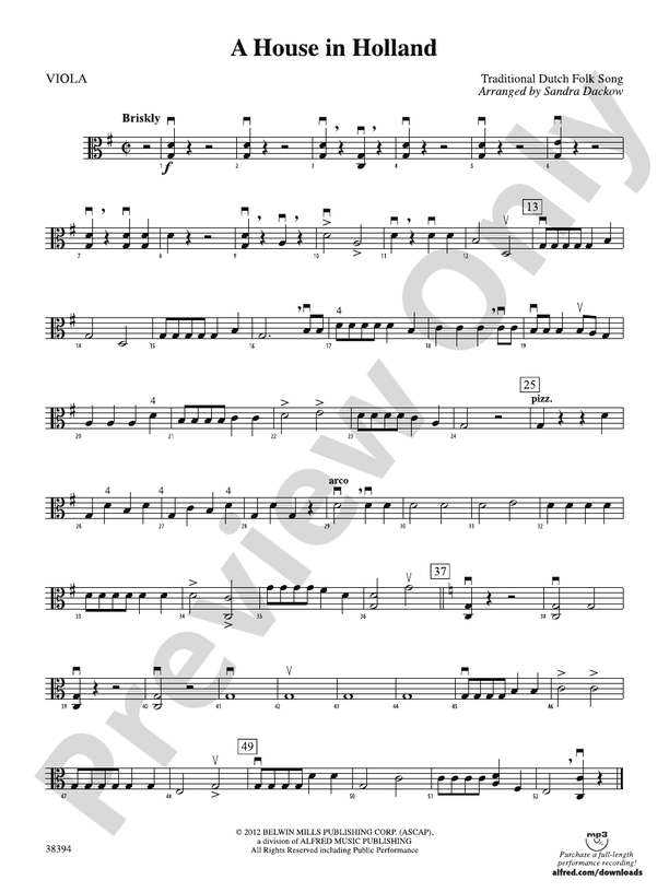 A House in Holland: Viola: Viola Part - Digital Sheet Music Download