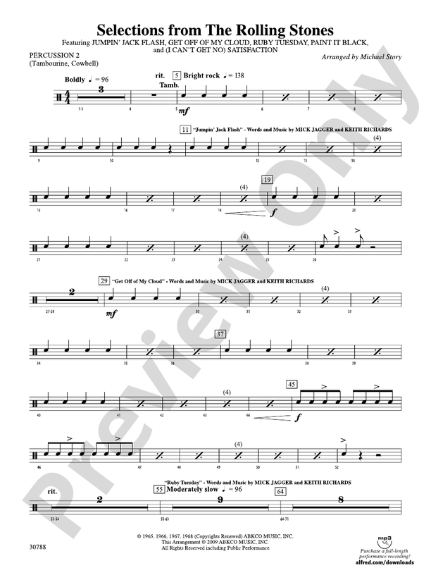 Selections from The Rolling Stones: 2nd Percussion: 2nd Percussion Part ...